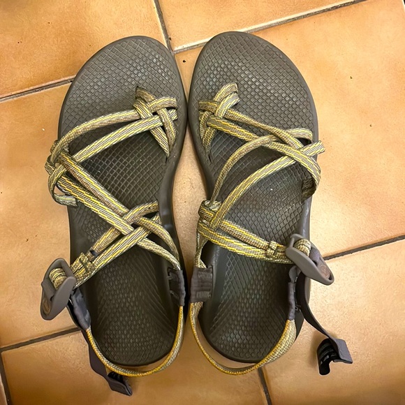 Chaco | Shoes | Chacos With Graytanyellow Stripe | Poshmark